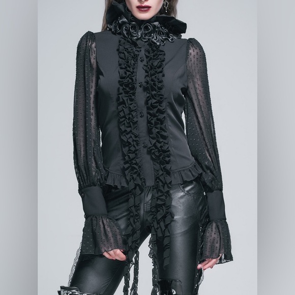 Devil Fashion | Tops | Nwt Devil Fashion Gothic Punk Black Chiffon High ...